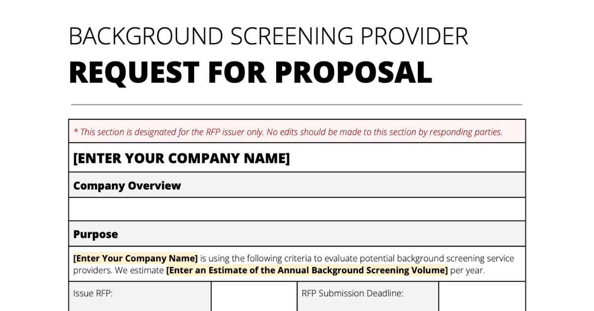 Background Check RFP Template: Request for Proposal Guide